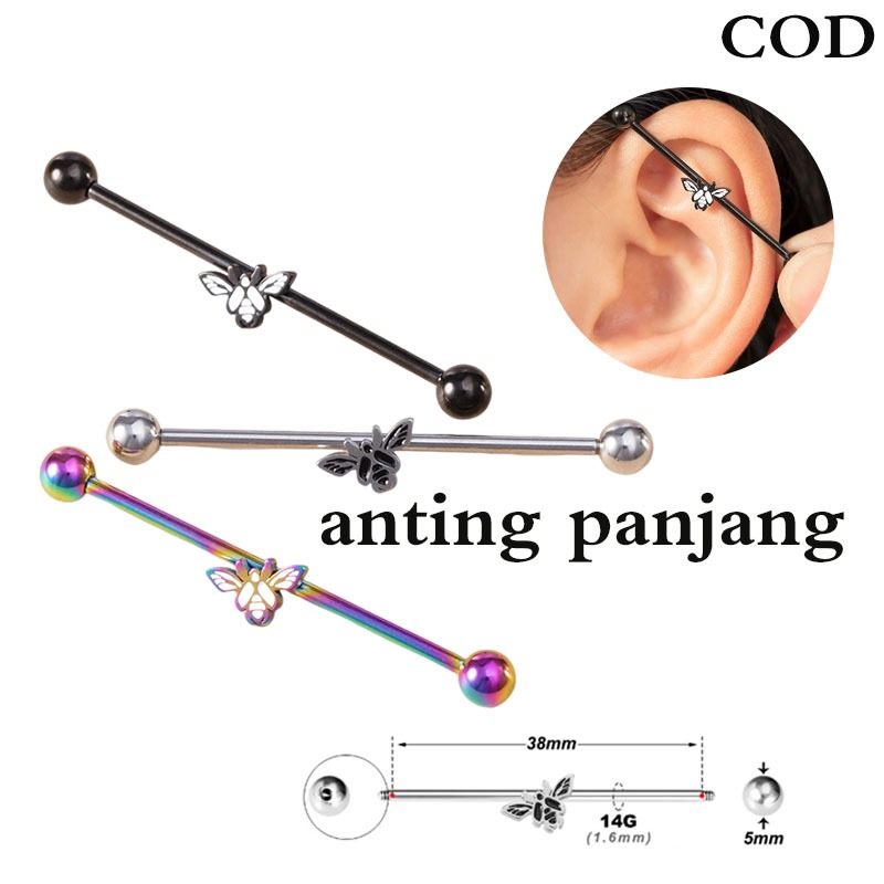 Jual anting panjang Anting Lurus Kumbang Barbel Anting titanium Baru ...