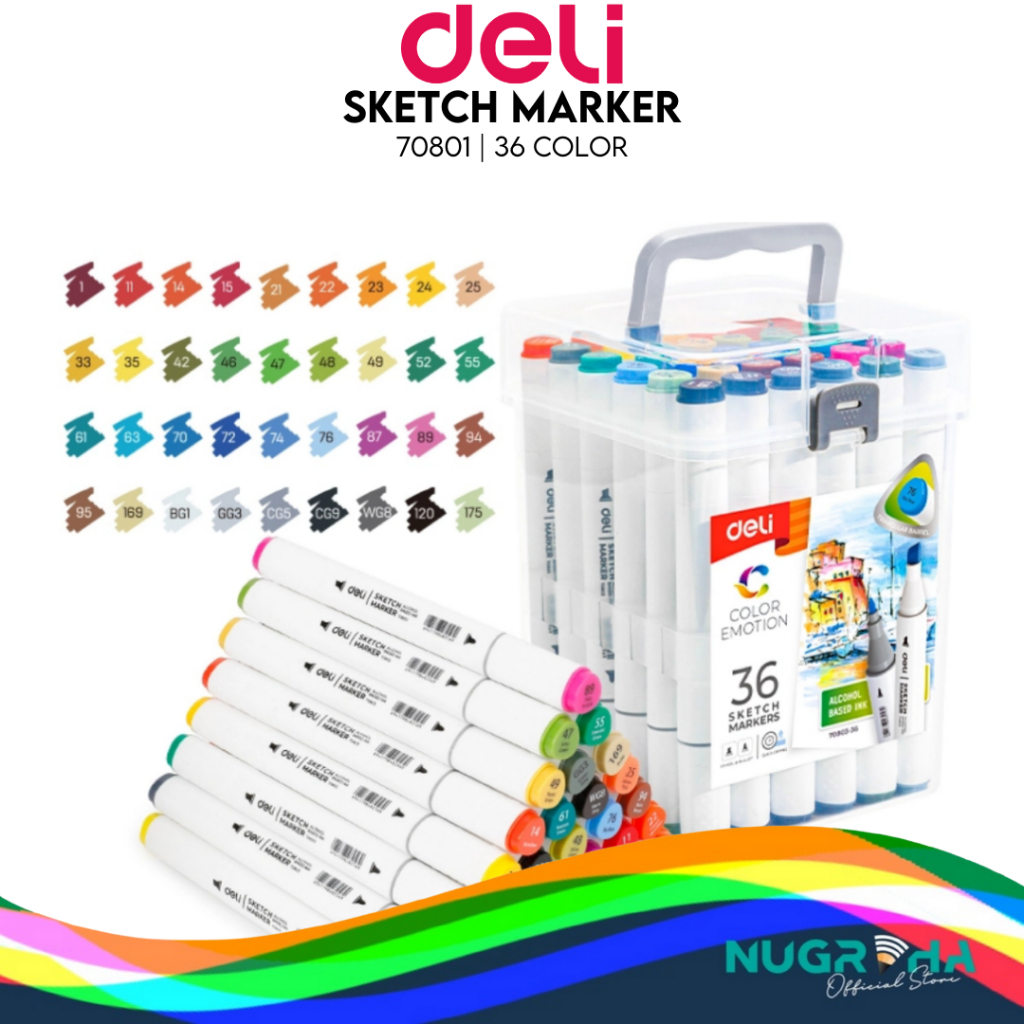 Jual Deli spidol 36warna dengan ujung Tip ganda Desain profesional ...