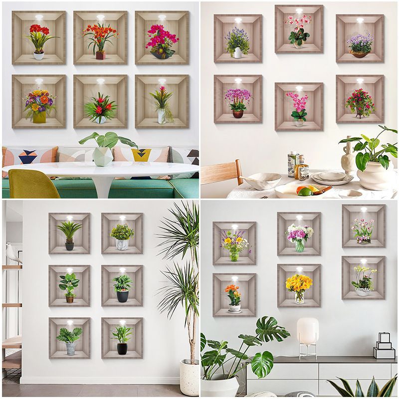 Jual stiker dinding 3d vas bunga - wall sticker efek 3d frame bunga ...