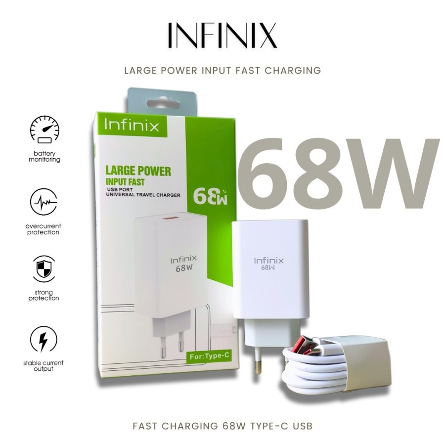 Jual INFINIX Charger 68 Watt type C Original Support Fast Charger ...