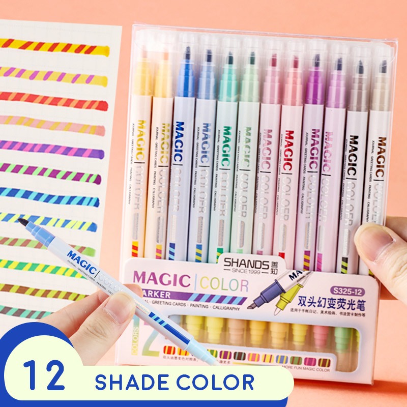 Jual Magic HiLight Color Changing Marker Set 12pcs | Spidol Berubah ...