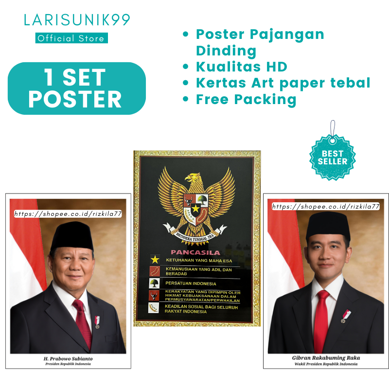 Jual Gambar Foto Poster Cetak Presiden Dan Wakil Prabowo Gibran Poster ...