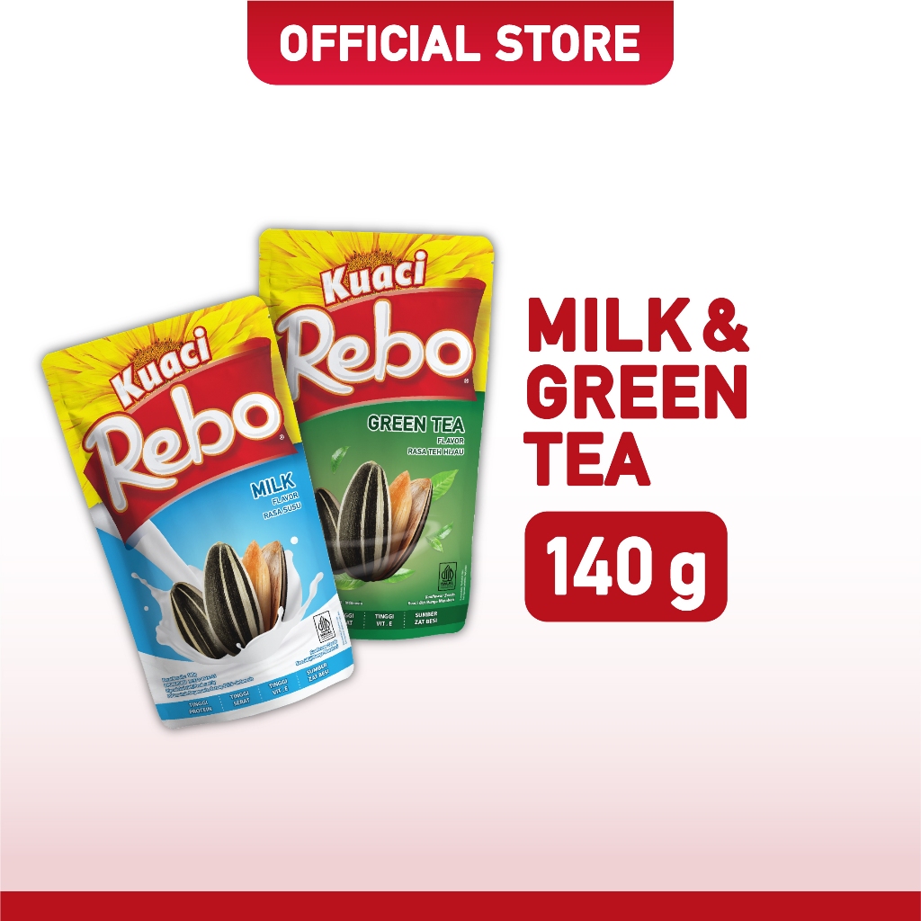 Jual Rebo Kuaci Bundling Varian Rasa Milk 140 Gram Green Tea 140 Gram