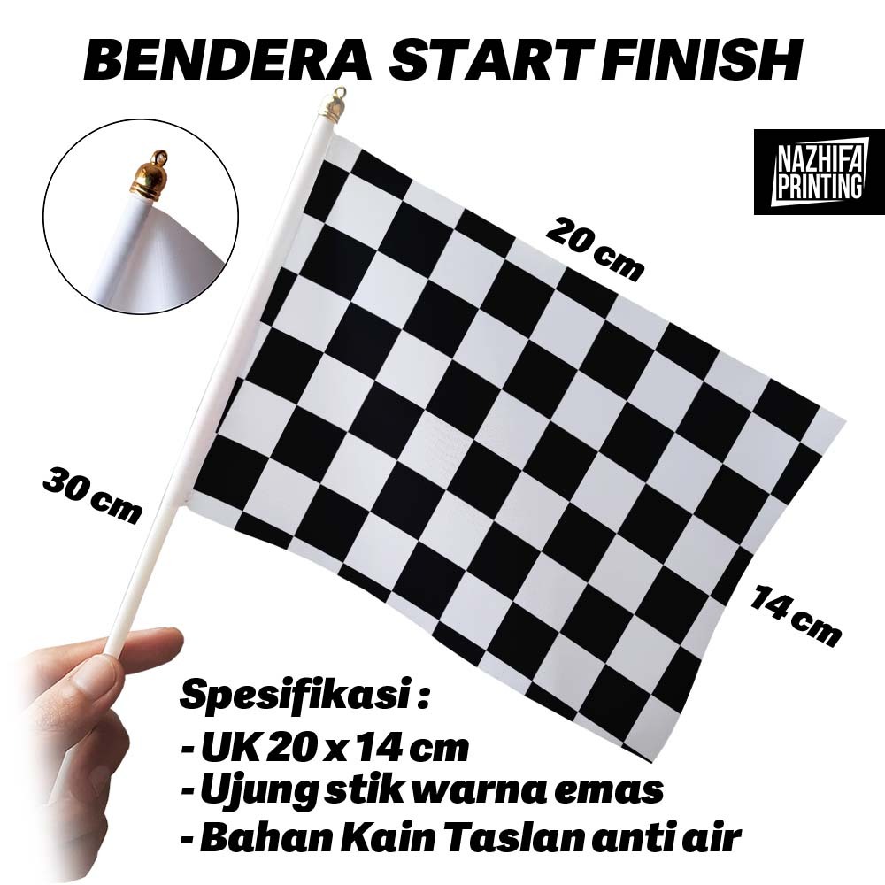 Jual Bendera Tangan Start Finish Hitam Putih Catur Bahan Taslan Anti ...