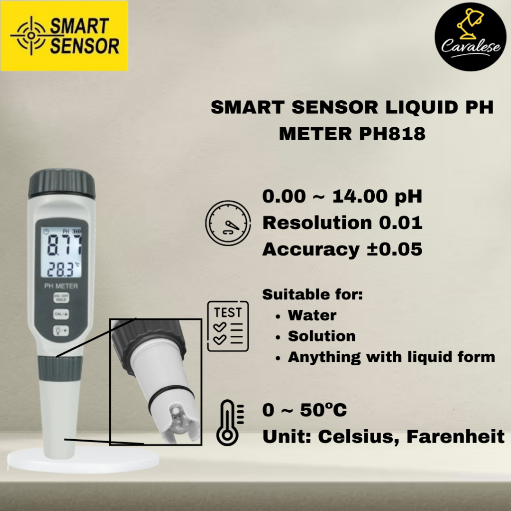 Jual SMART SENSOR pH Meter + Temperature Meter Easy to Use Portable ...