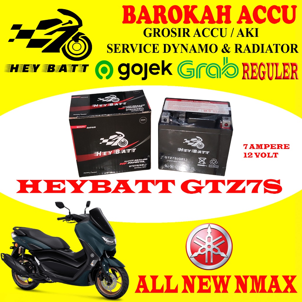 Jual AKI MOTOR YAMAHA ALL NEW NMAX HEYBATT GTZ7S , 7 AH | Shopee Indonesia