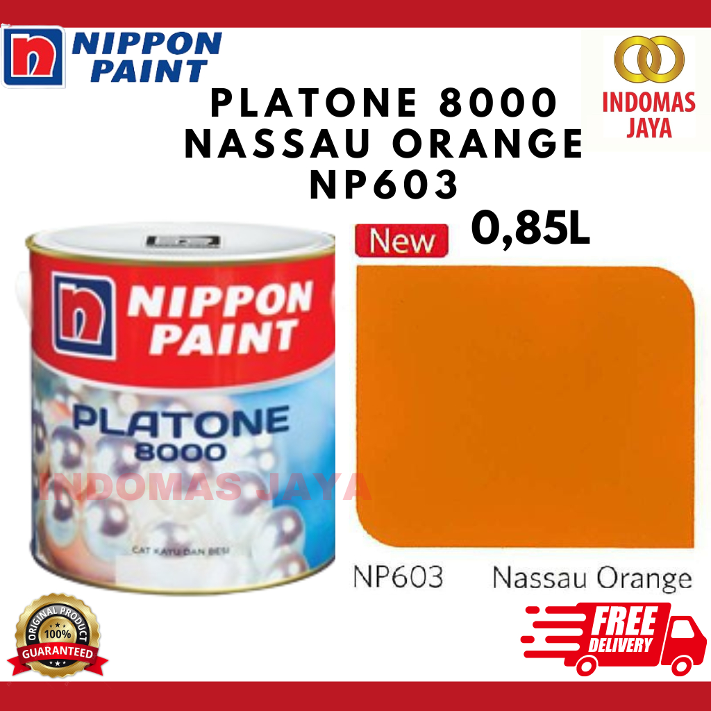 Jual NIPPON PAINT PLATONE 8000 NASSAU ORANGE NP603 0,85L | Shopee Indonesia