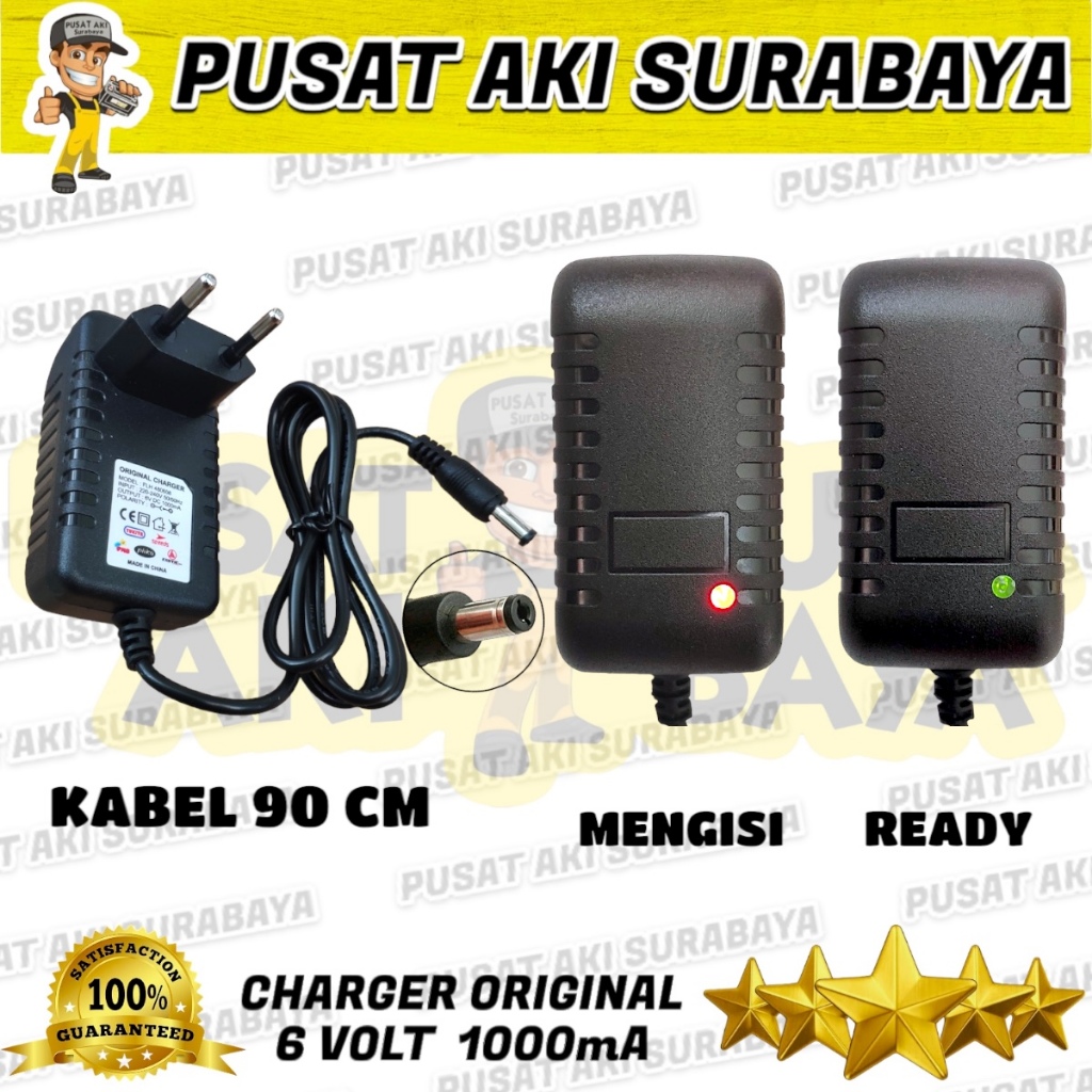 Jual ORIGINAL ADAPTOR MAINAN MOBIL AKI 6 VOLT CASSAN CHARGER INDIKATOR LED 6V 1A JEEP CHARGE ...