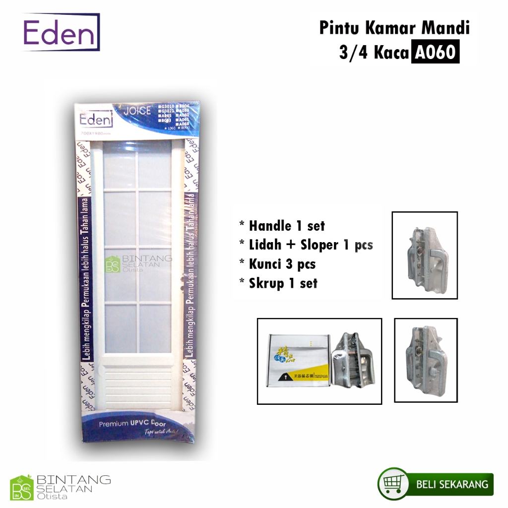 Jual PINTU KAMAR MANDI PINTU PREMIUM UPVC EDEN PUTIH A060 | Shopee ...