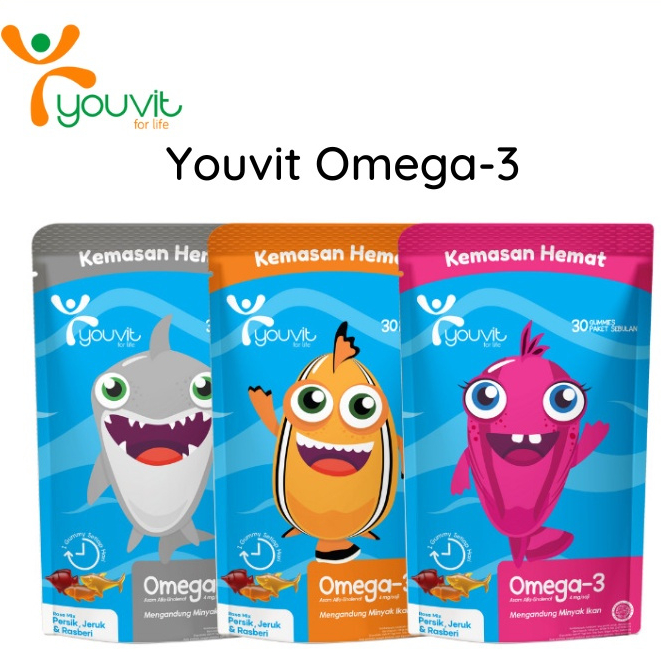 Jual Youvit Omega 3 Anak Isi 7 & 30 Gummies With DHA, EPA dan ALA ...