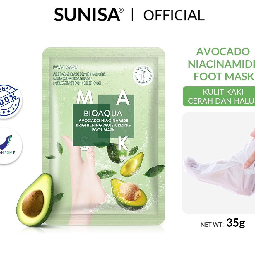 Jual KF7 SUNISA BIOAQUA Niacinamide Brightening Moisturizing Foot Mask ...