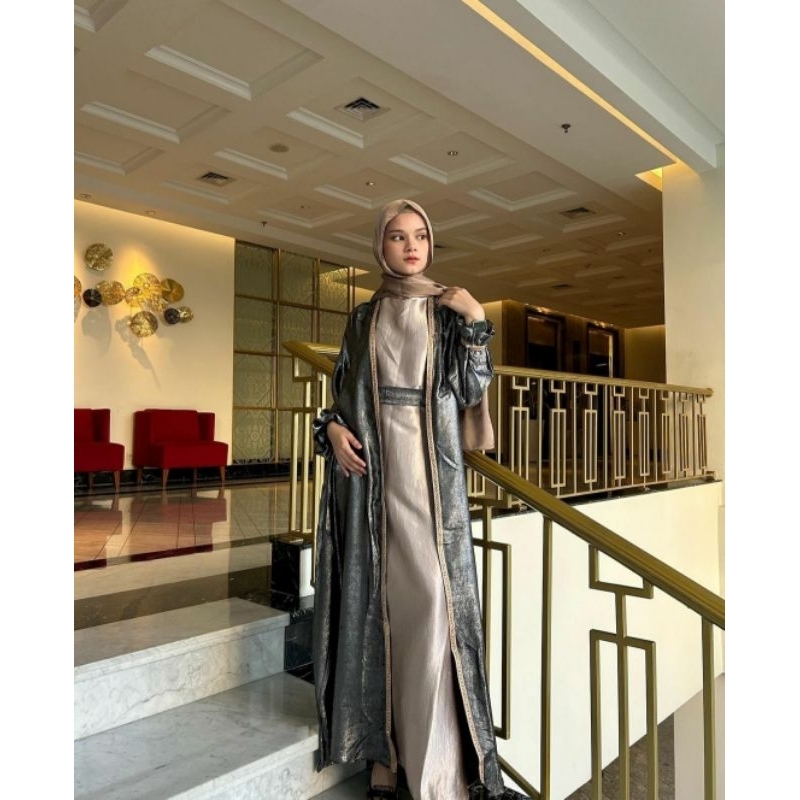 Jual Alexa Abaya Outer Dress Silky Abaya Hitam Turkey Gamis Syari ...