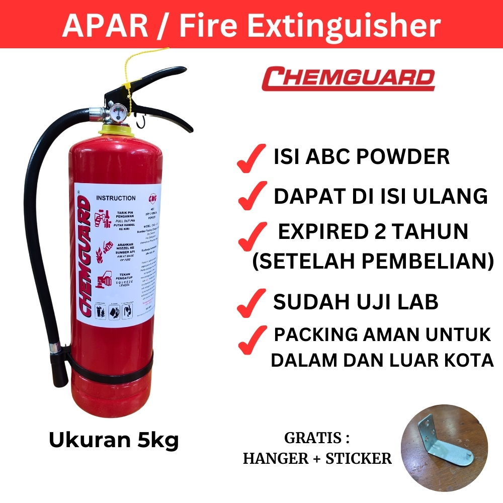 Jual APAR Tabung Pemadam Api 5kg Bubuk ABC Powder Chemguard / FREE ...