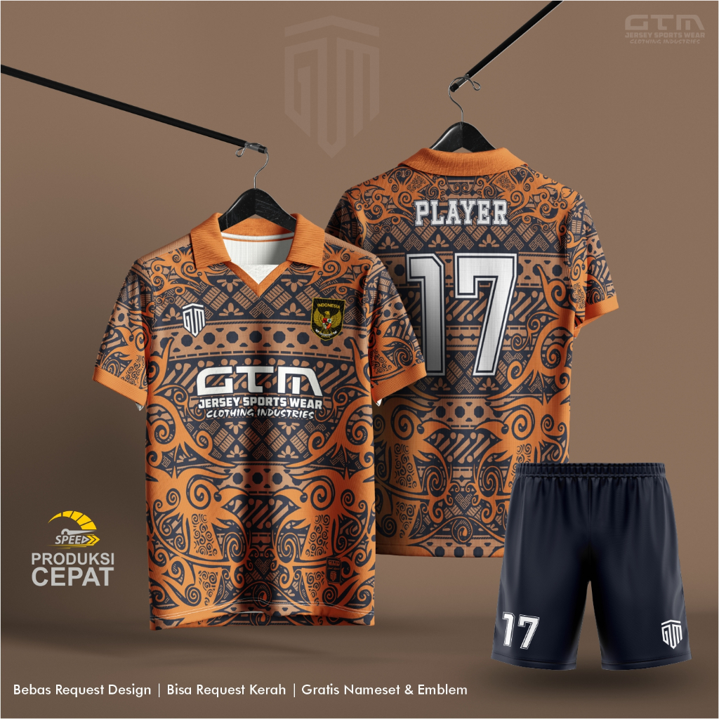 Jual JERSEY BOLA FUTSAL MOTIF DAYAK TERBARU KERAH RETRO ~ FREE CUSTOM ...