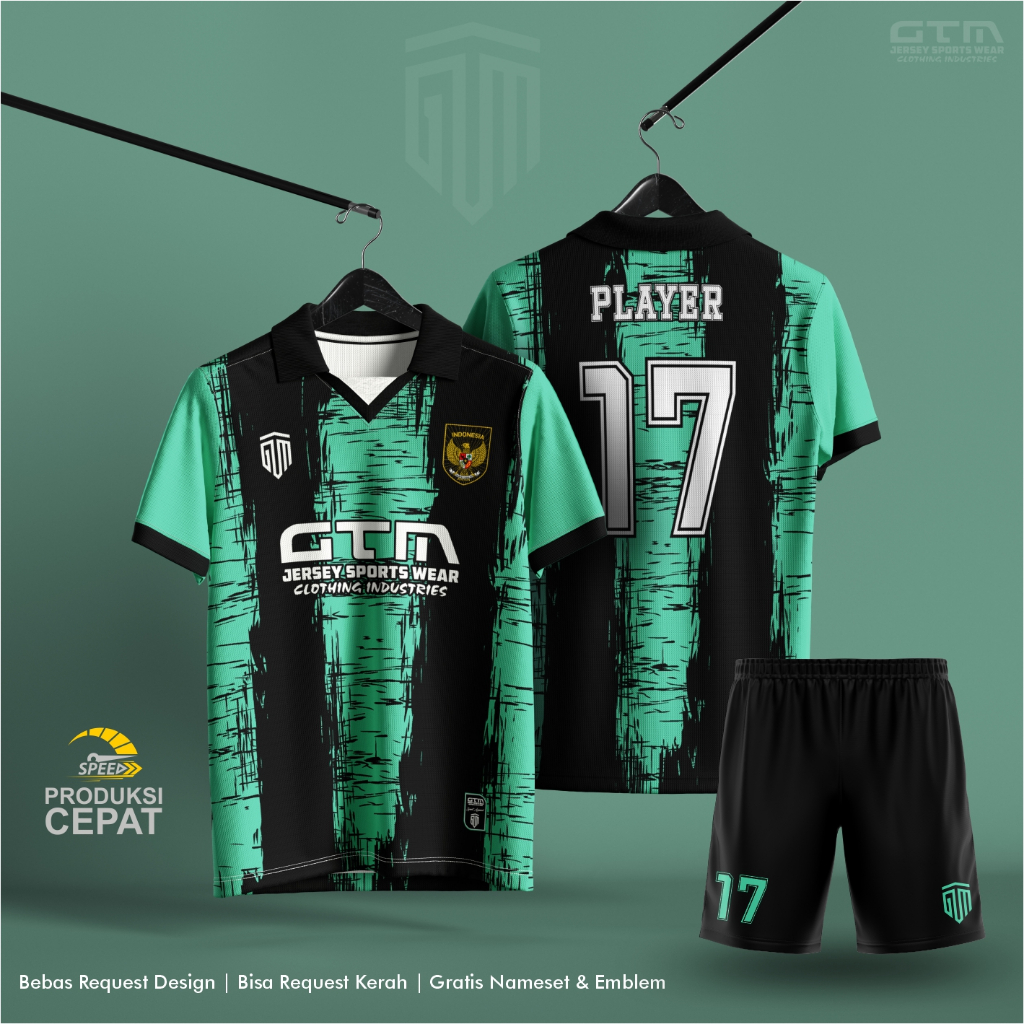 Jual JERSEY BOLA FUTSAL BLACK HIJAU TOSCA KERAH RETRO ~ FREE CUSTOM ...