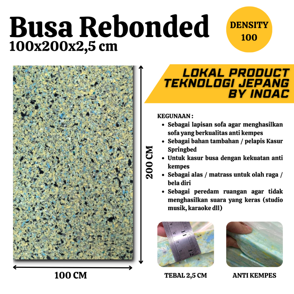 Jual Busa Rebounded Rebonit 100-Matras, 1x2 Meter Tebal 2.5cm Peredam ...