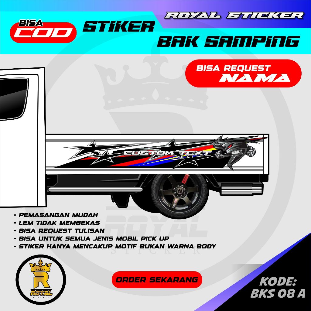 Jual DECAL STIKER BAK SAMPING PICK UP FREE REQUEST NAMA STIKER PICK UP ...