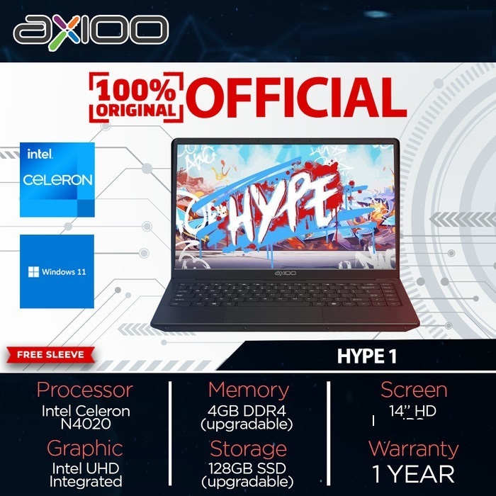Jual Laptop Axioo Hype 1 Intel N4020 4GB SSD 128GB Win11 | Shopee Indonesia