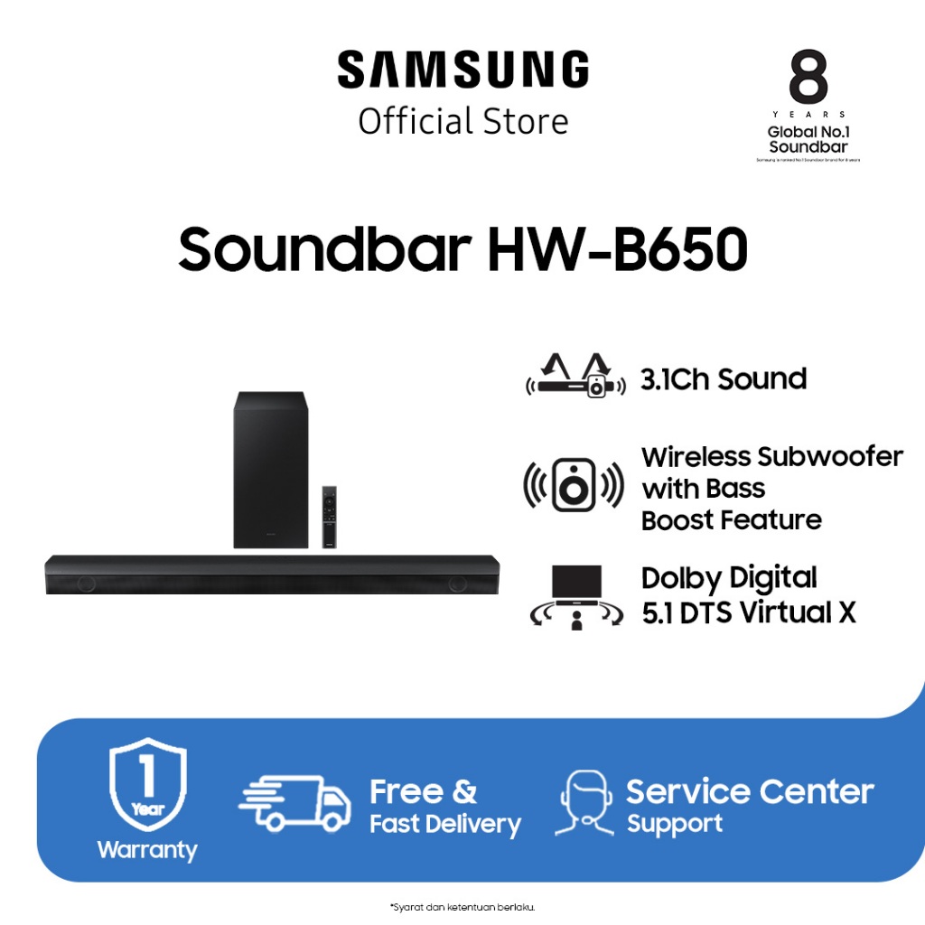 Jual Samsung Soundbar HW-B650 3.1ch dengan Dolby Audio & Bass Boost ...