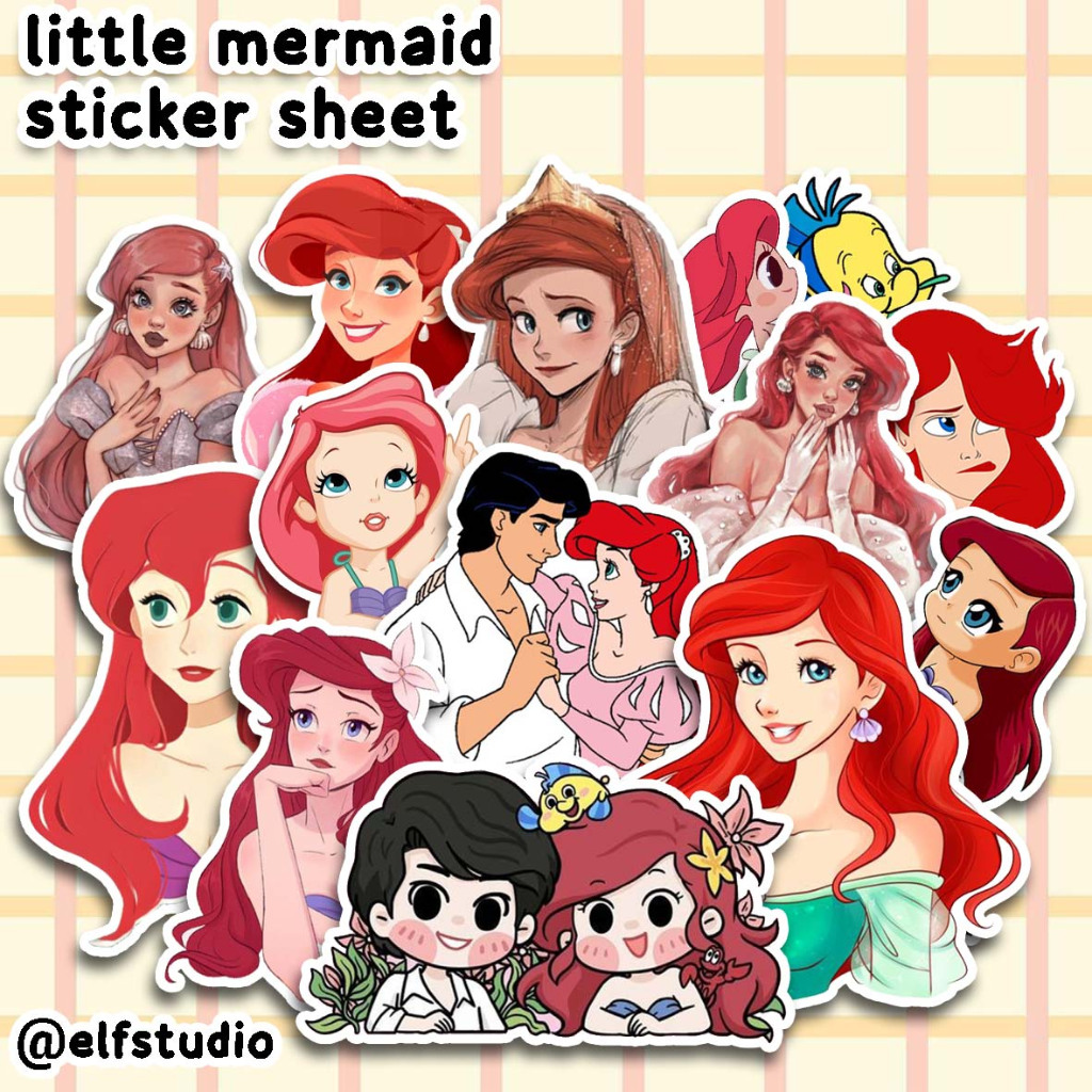 Jual Stiker Little Mermaid Ariel Princess Sticker Animasi Kartun ...