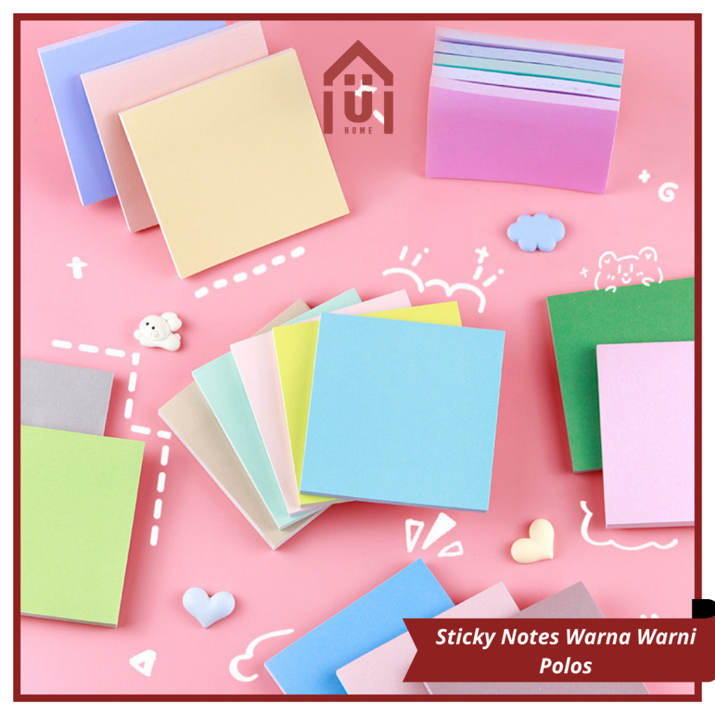 Jual UNISO - STICKY NOTES WARNA WARNI POLOS MEMOPAD TEMPEL PERSEGI ...