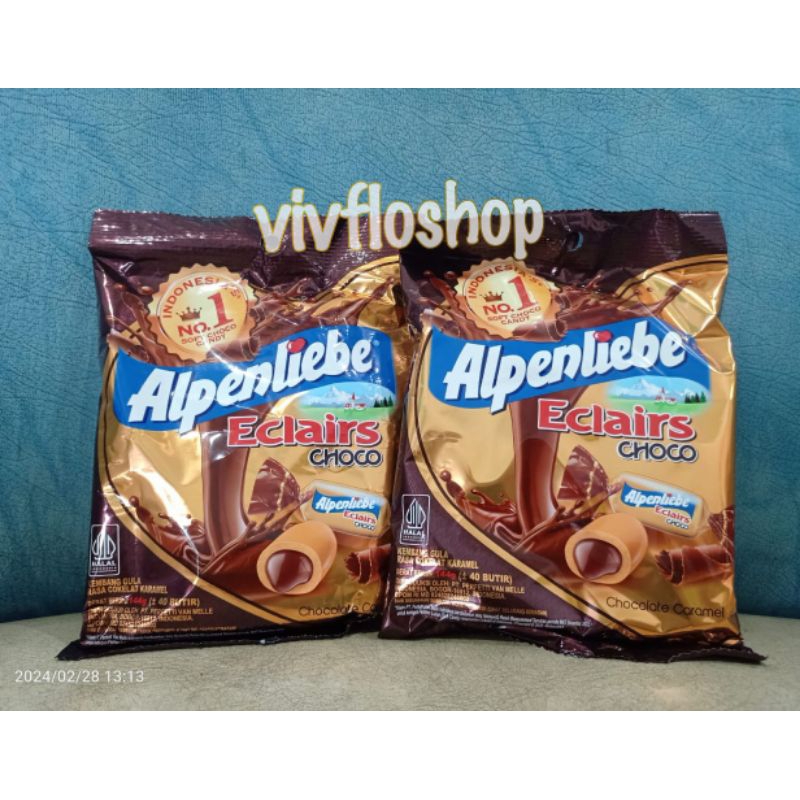 Jual Permen Alpenliebe Eclairs Chocolate Kemasan Bag 144 gram (isi 40 ...