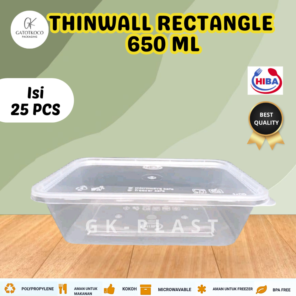 Jual (25 pcs) Thinwall 650ml Rectangle kotak/food container /kotak ...