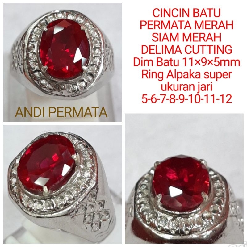 Jual CINCIN BATU PERMATA MERAH DELIMA SIAM BANGKOK CUTTING KRISTAL ...