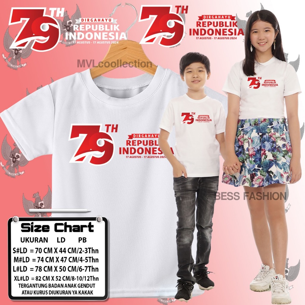 Jual BESS KAOS ANAK ANAK UNISEX ATASAN ANAK ANAK LAKI LAKI DAN PEREMPUAN LOGO HUT RI 79 KAOS ...