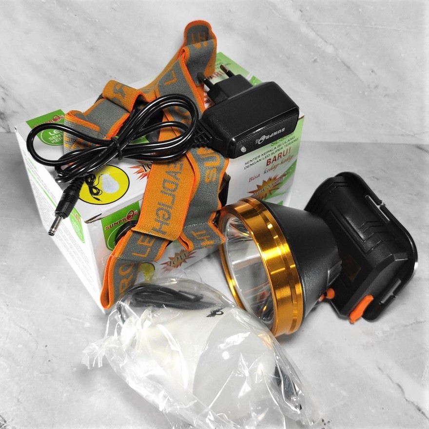 Jual Senter Kepala Headlamp Sunpro SL-8808 Putih/kuning 10 Watt Charger ...