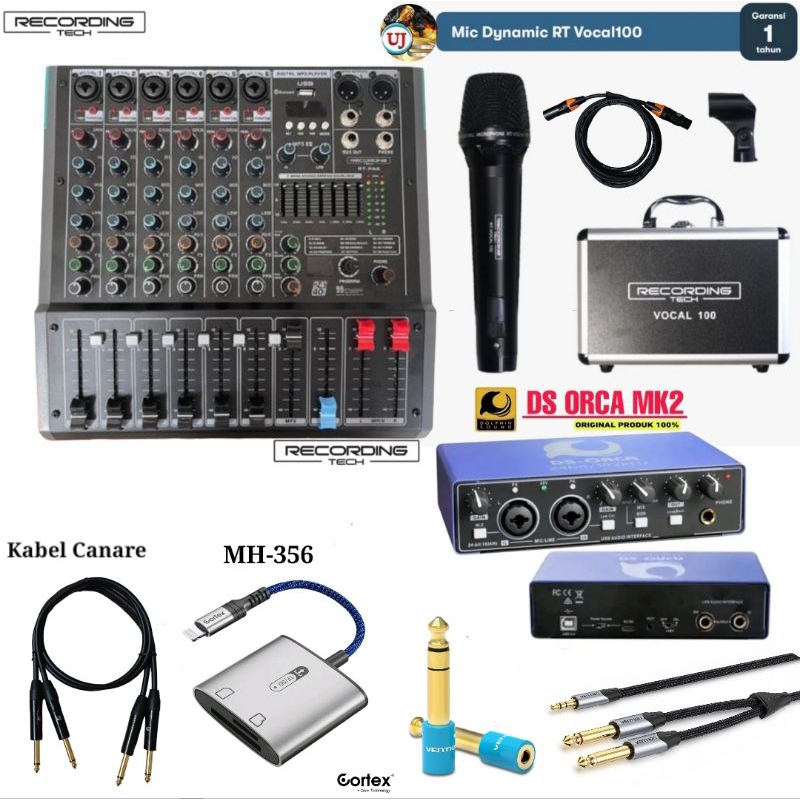Jual Paket Lengkap Mixer Recording Tech RT-PA6 Interface DS ORCA Mic ...