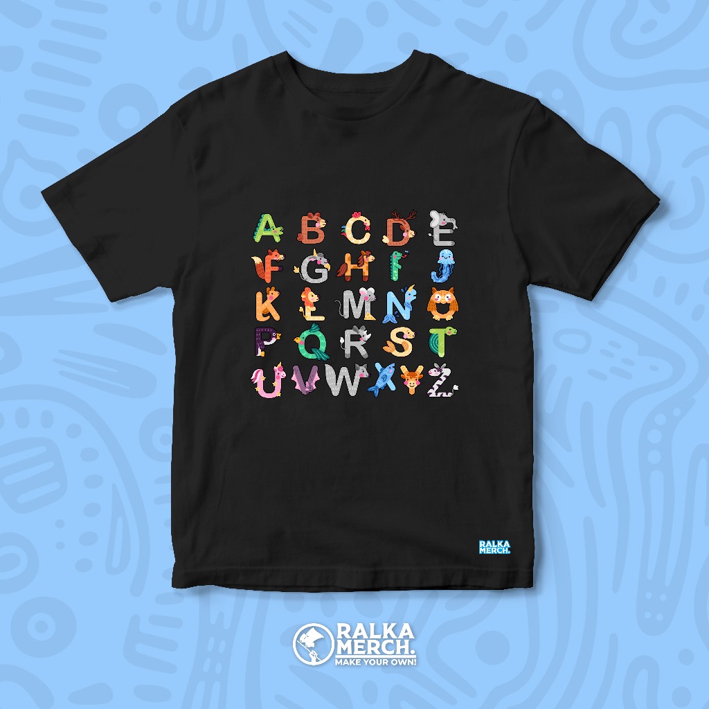 Jual ANIMALS ALPHABET T SHIRT | Kaos Huruf ABC | Alfabet Anak Balita ...