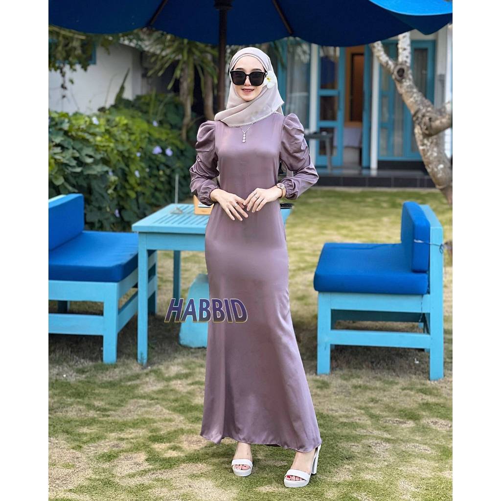 Jual HABBID - Camelia Dress Satin silk baju dress seragam kondangan ...