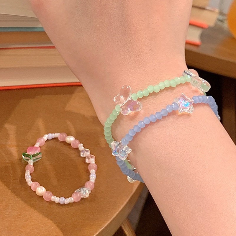 Jual COD Gelang Akrilik Bunga Kristal Cinta Transparan Manik-Manik Lucu ...