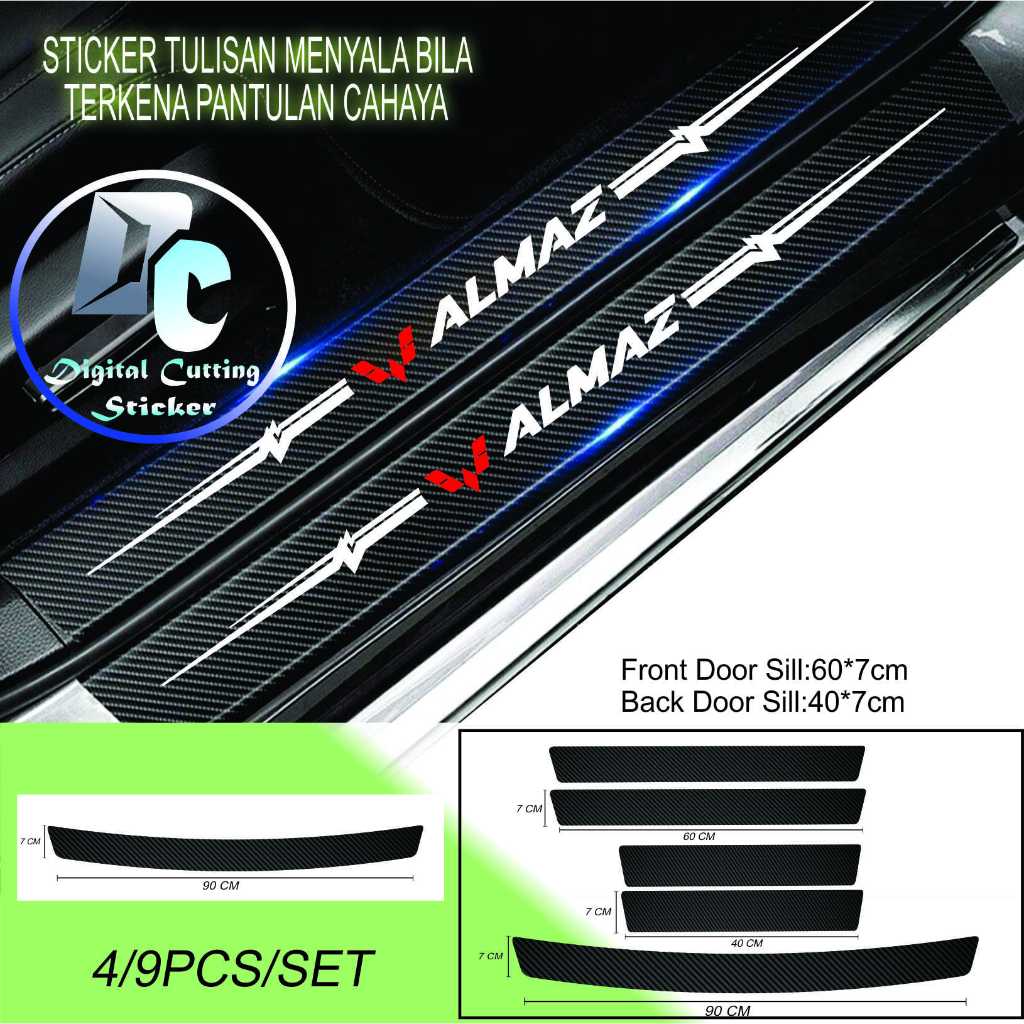 Jual 9 pcs sticker sill plate carbon 3d mobil wuling almaz stiker ...