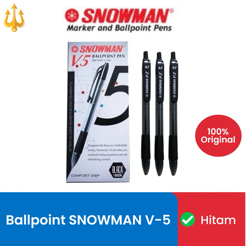 Jual Bolpen Pulpen Bolpoin Snowman V5 Semi Gel Pen 0.7 mm ( 1pak/12pcs ...
