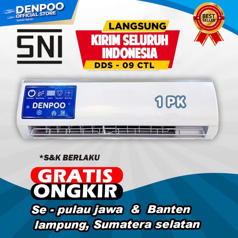 Jual AC SPLIT DENPOO PENDINGIN RUANGAN FREON R32 -DDS 09CTL + PLUS PASANG | Shopee Indonesia