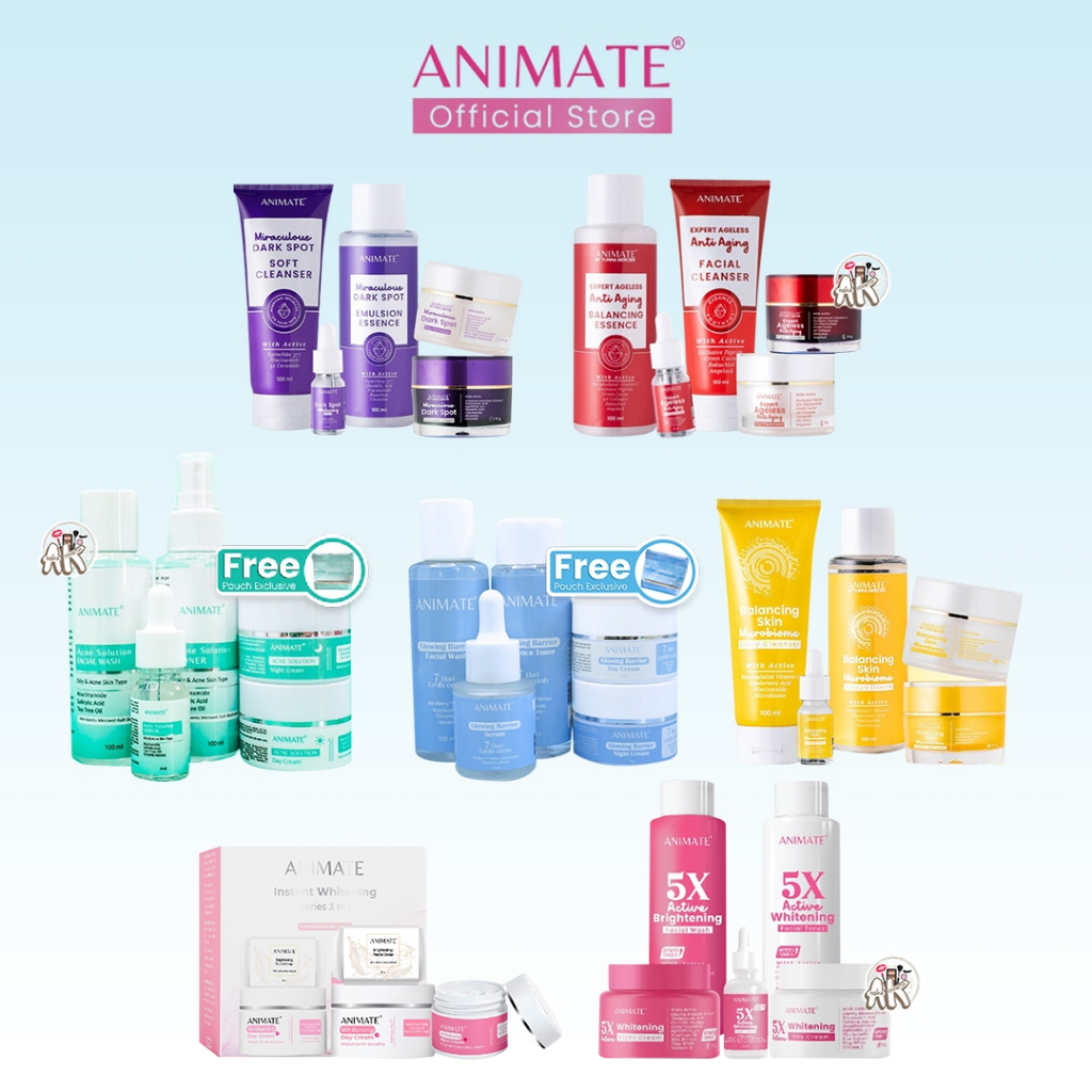 Jual ANIMATE SKINCARE PAKET SERIES 5IN1 BALANCHING SKIN / WHITENING ...