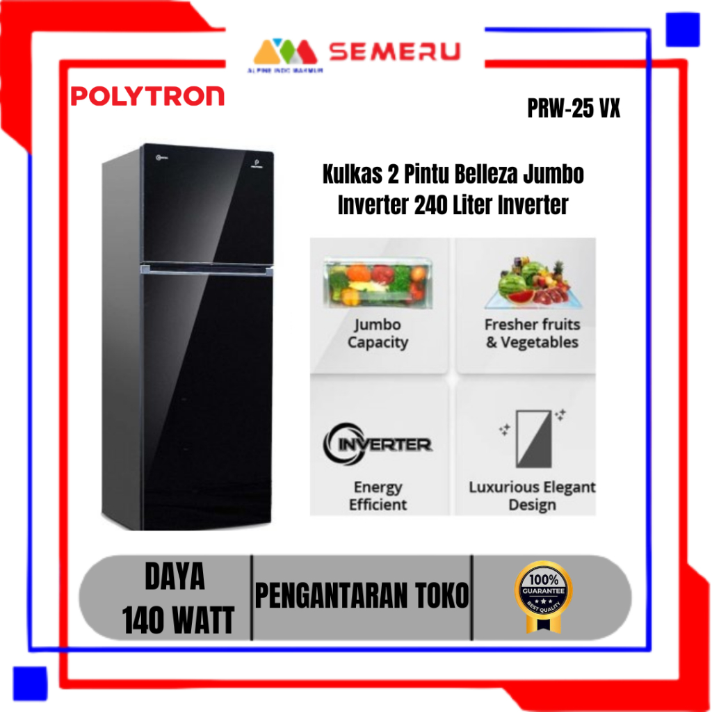 Jual POLYTRON Kulkas 2 Pintu Belleza Jumbo Inverter 240 Liter Inverter ...