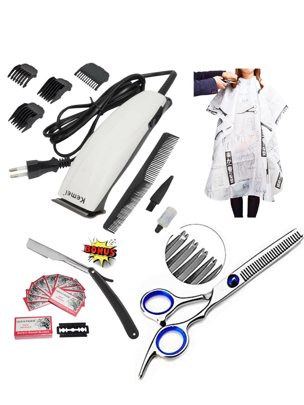 Jual Paket Barbershop Full Set Mesin Alat Cukur Rambut Elektrik PROFESIONAL / Mesin Cukur Rambut ...