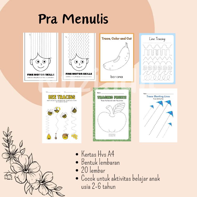 Jual Lembar Belajar Worksheet Pra Menulis Usia 2 3 4 5 | Shopee Indonesia