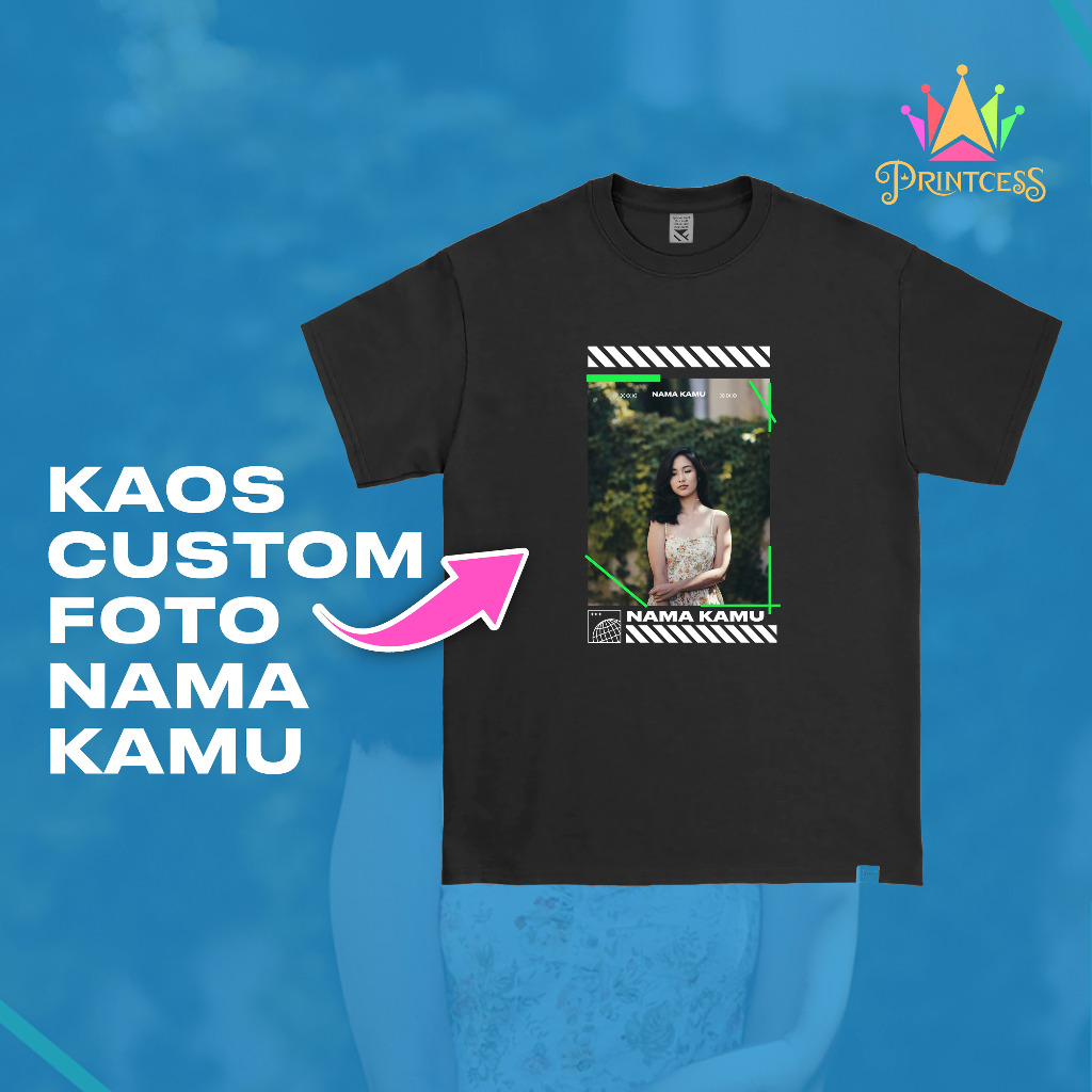 Jual Kaos Custom Satuan Ganti Foto dan Nama Template G Cotton 24s Combed 100% Sablon DTF Instant ...