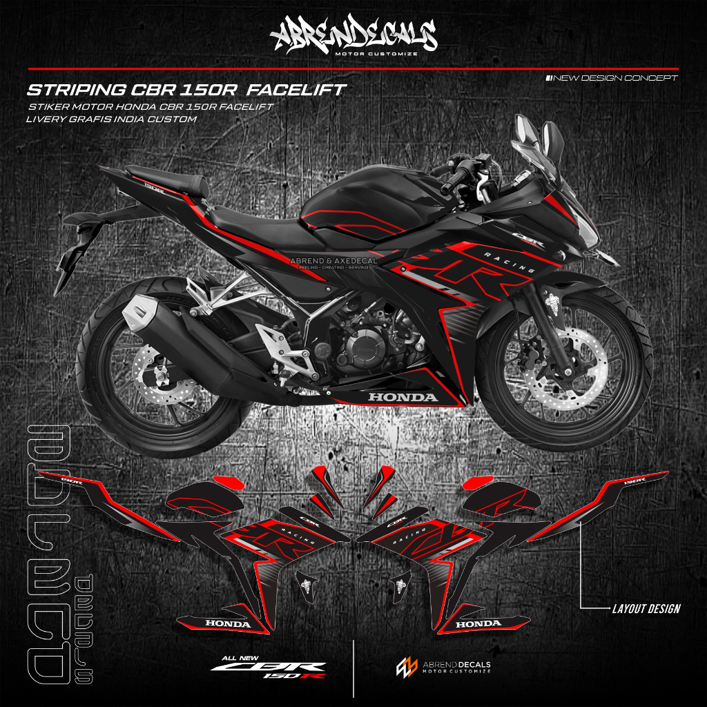 Jual Striping CBR 150 R Facelift Livery Grafis Simpel India Custom ...