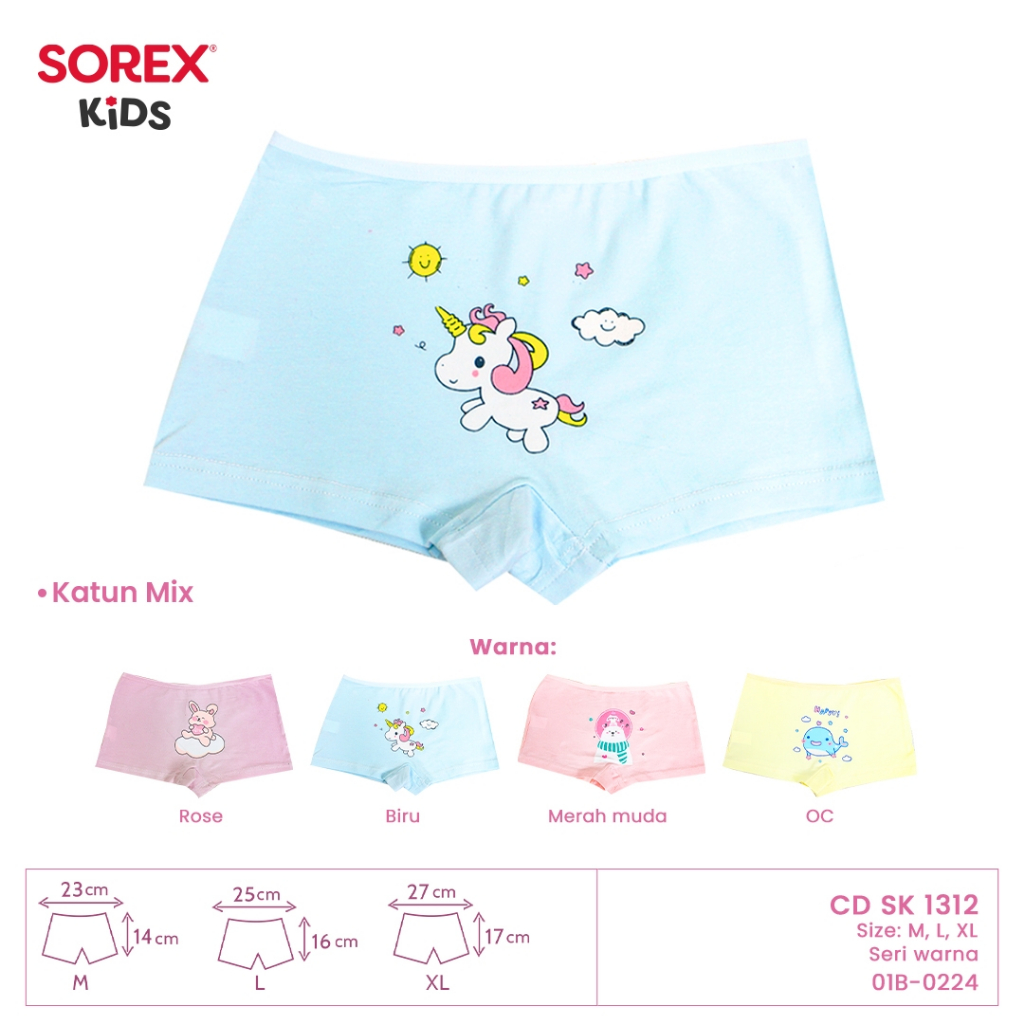 Jual SOREX KIDS GIRL SK 1312 HAPPY - CD CELANA DALAM BOXER ANAK PEREMPUAN | Shopee Indonesia