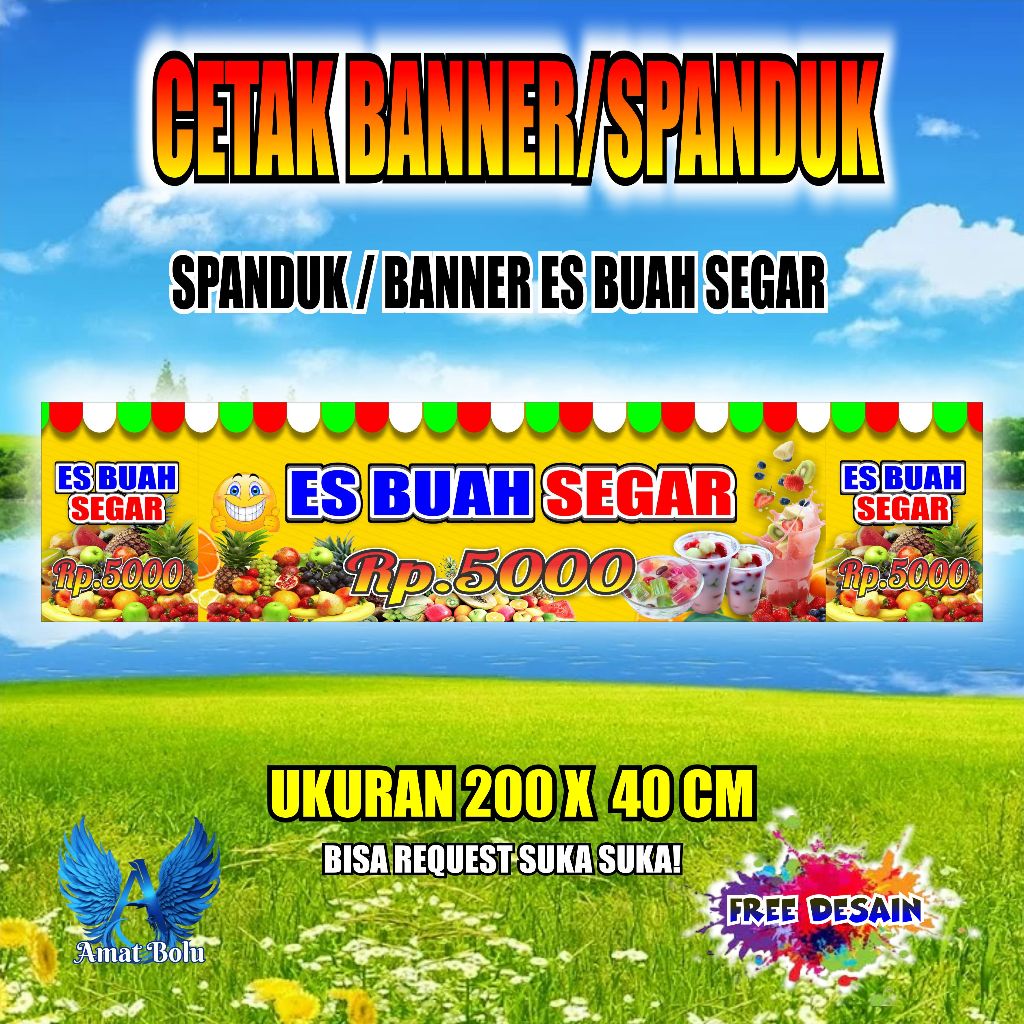 Jual Cetak Banner Cetak Spanduk Es Buah Segar Rp.5000 Ukuran 200X40 Cm ...