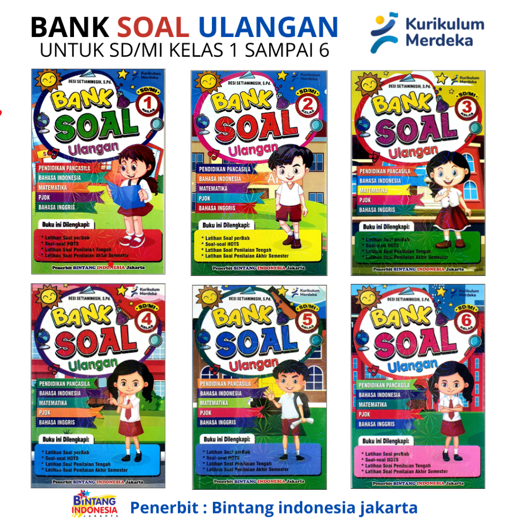 Jual Bank Soal Ulangan Kurikulum Merdeka Kelas 1 s/d 6 SD/MI - Bintang Indonesia | Shopee Indonesia
