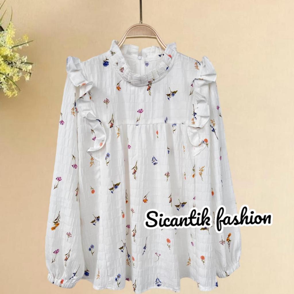 Jual FLOWER BLOUSE KOREAN STYLE - FLORAL BLOUSE MOTIF BUNGA - OLLA ...