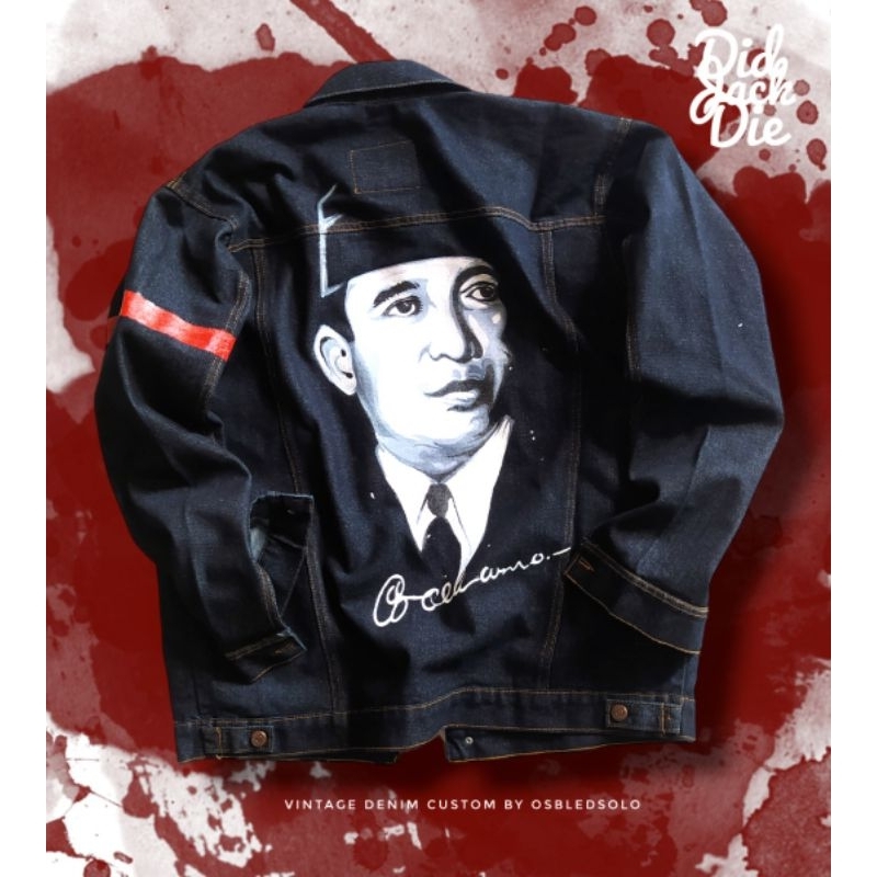 Jual JAKET LUKIS SOEKARNO JAKET JEANS CUSTOM PAINTING | Shopee Indonesia