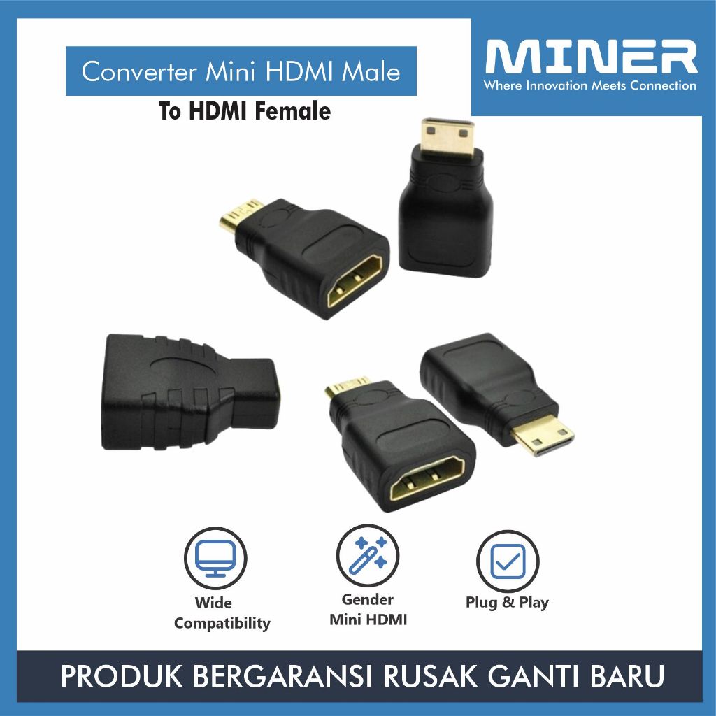 Jual MINER Converter Adapter Mini HDMI Male to HDMI Female 1080p ...
