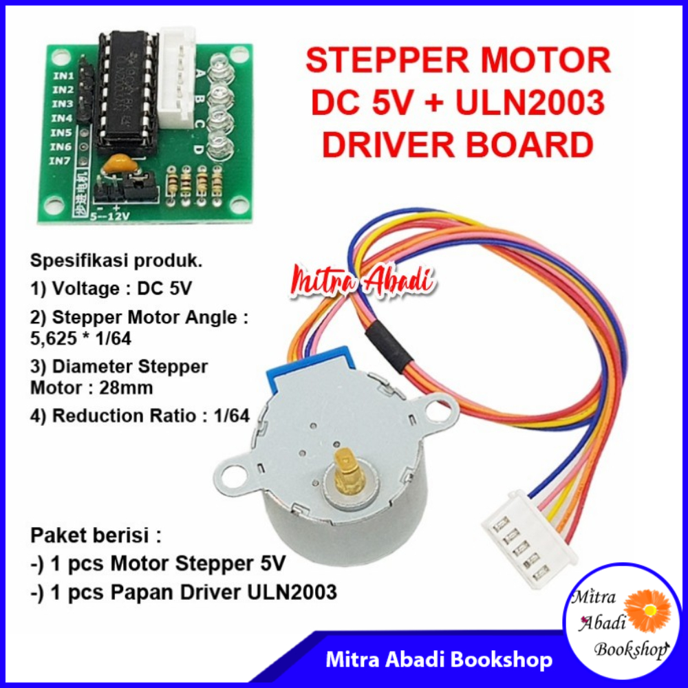 Jual Stepper Motor DC 5V + ULN2003 Driver Board 4 - Phase | Shopee ...